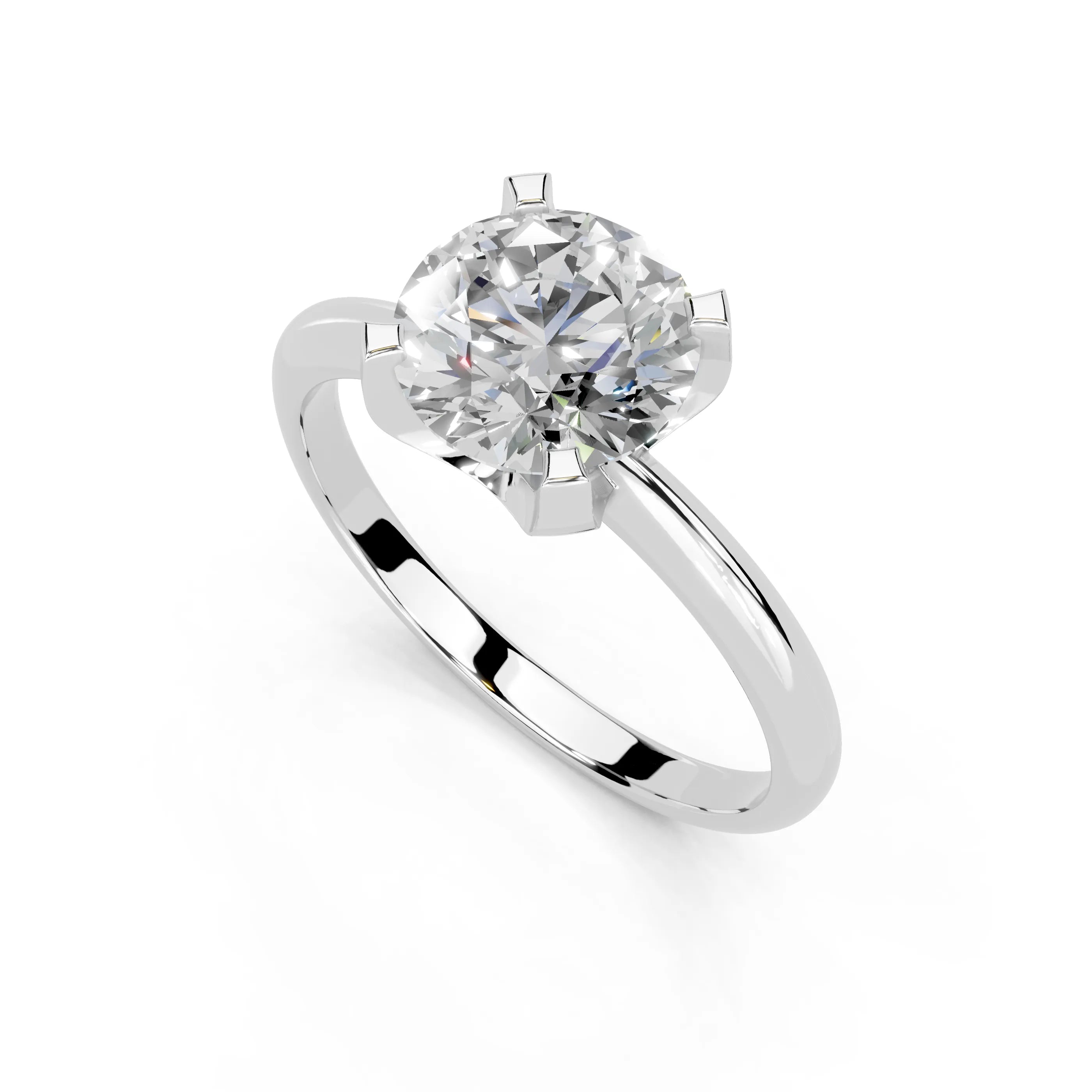Round Cut Classic Solitaire Lab Grown Diamond Engagement Wedding Anniv ...
