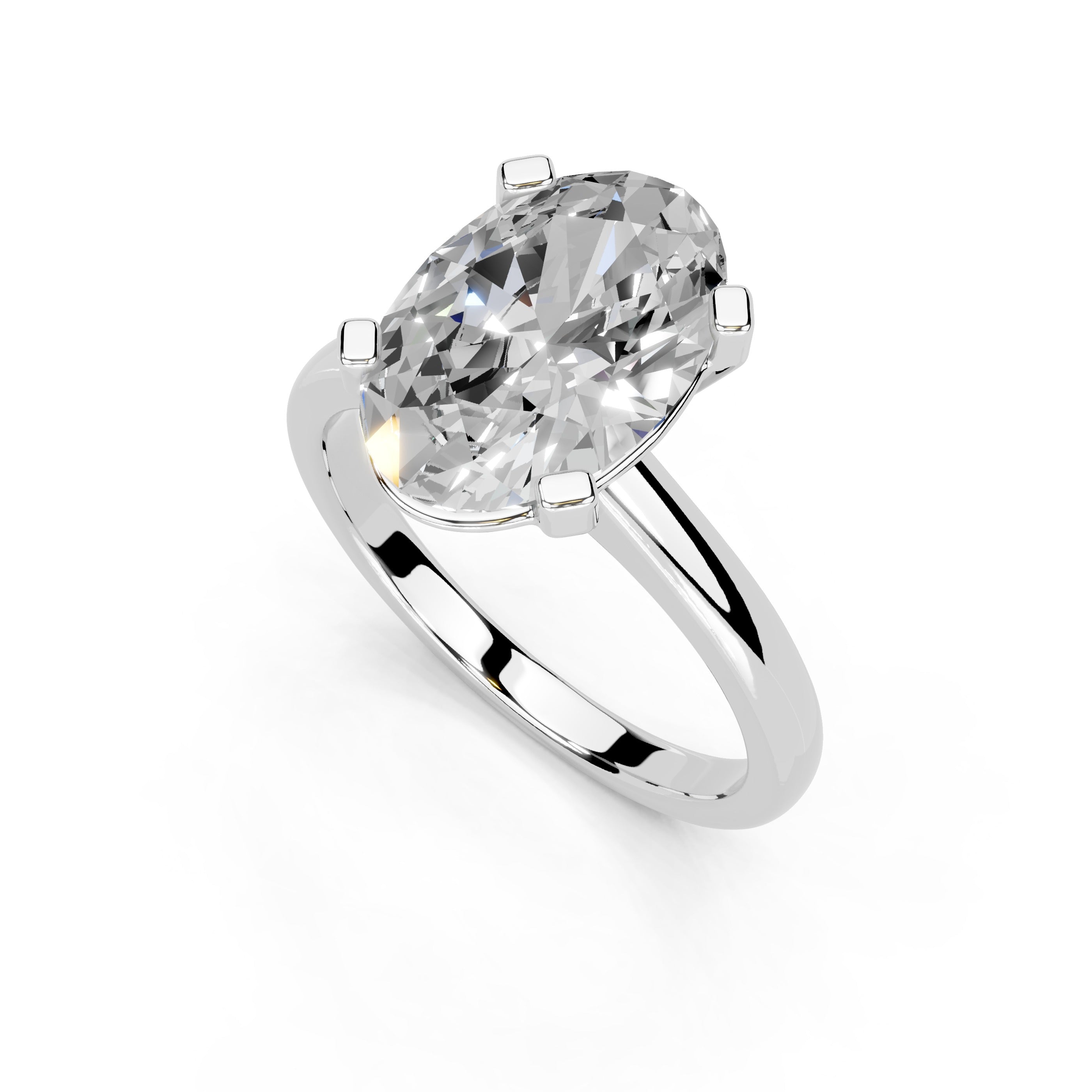 Oval Cut Low Setting Solitaire Lab Grown Diamond Engagement Ring (2.2 ...