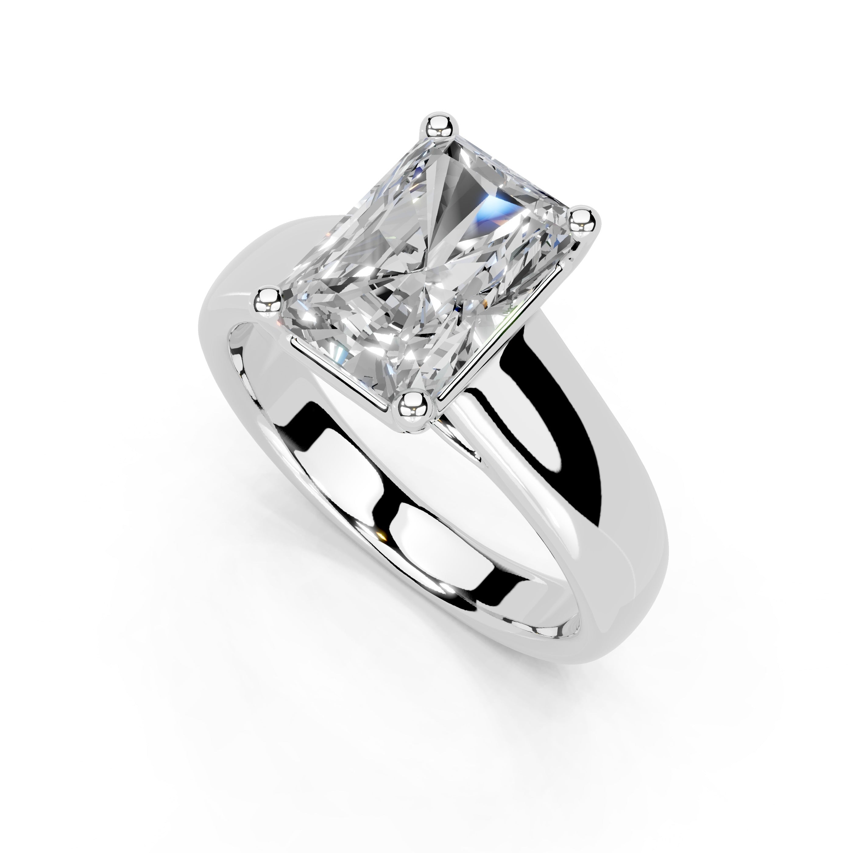 Radiant Cut Wide Band Solitaire Lab Grown Diamond Engagement Ring (3.5 ...