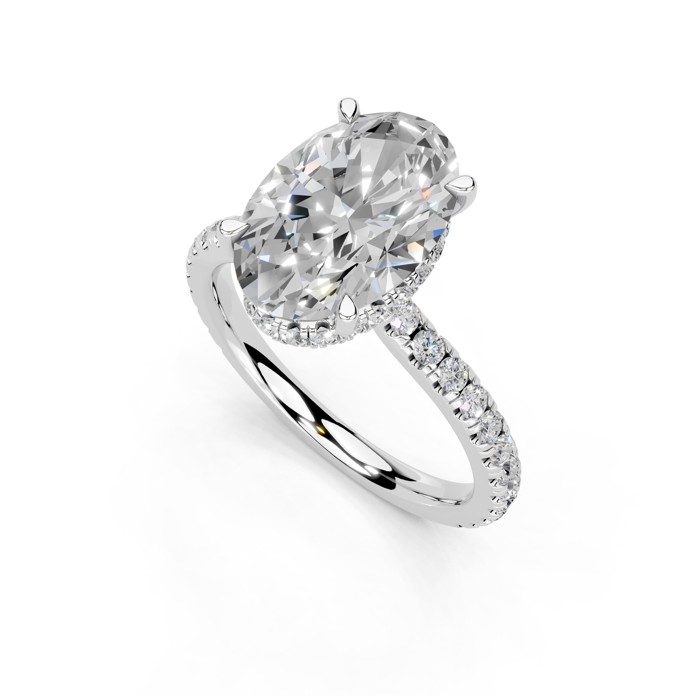 Oval Cut Double Hidden Halo Pave Lab Grown Diamond Engagement Ring ...